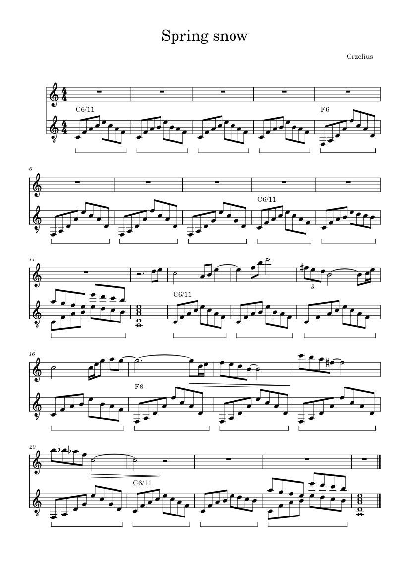 Spring Snow Sheet Music for Piano, Oboe (Mixed Duet) | MuseScore.com