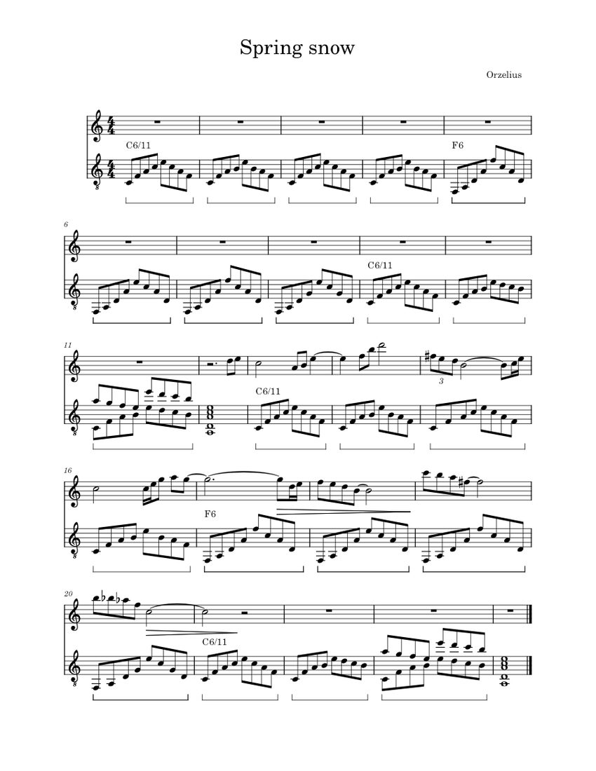 Spring Snow Sheet music for Piano, Oboe (Mixed Duet) | Musescore.com