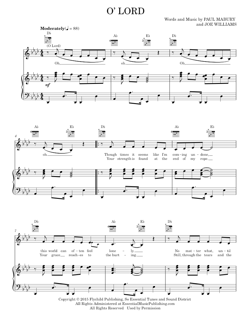 Play Official version of O lord sheet music by Lauren Daigle for Piano ...