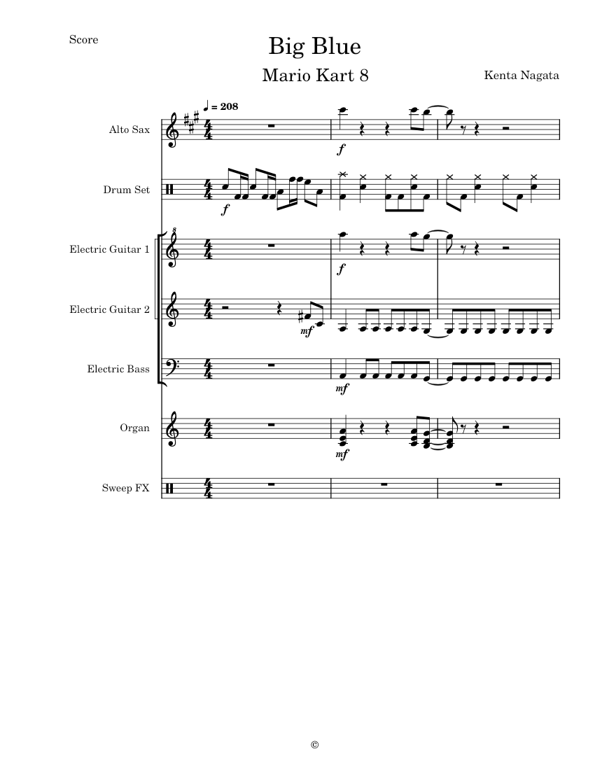 Big Blue (Mario Kart 8) - Transcribed Score Sheet music for Piano ...