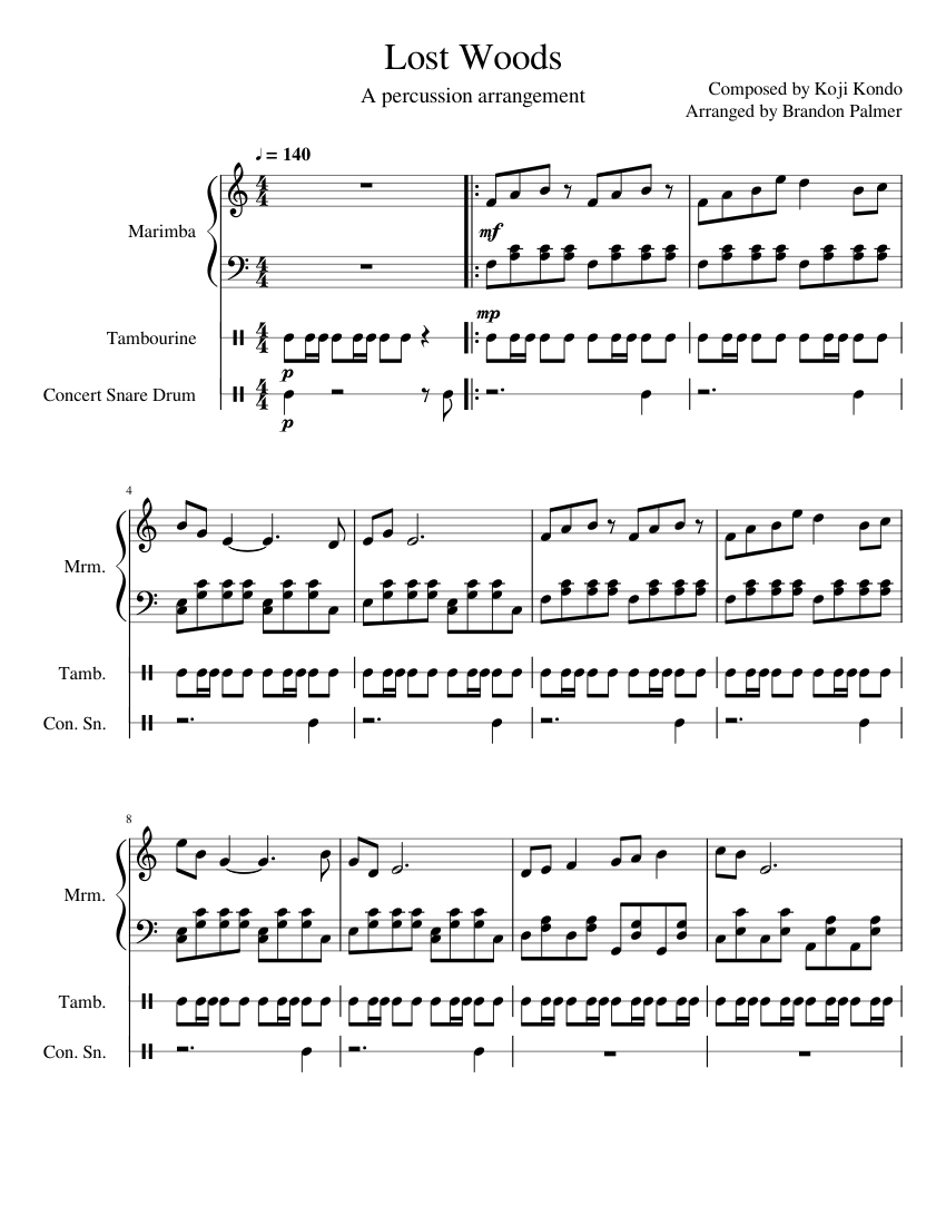 Lost woods Arrangement w Perc - piano tutorial