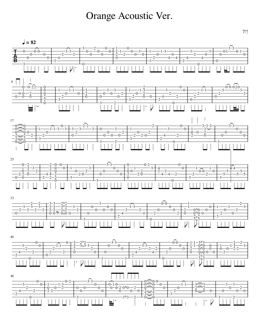 Orange (Acoustic Ver.) Tab Sheet music for Guitar (Solo) | Musescore.com