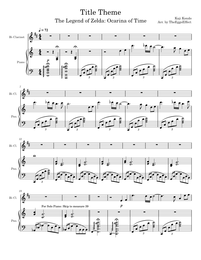 Title Theme - The Legend of Zelda: Ocarina of Time Sheet music for ...
