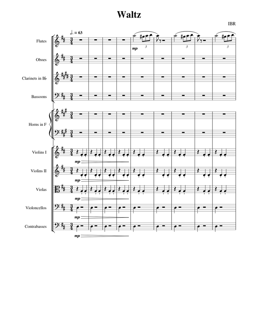 Waltz - IBR Sheet music for Flute, Oboe, Clarinet in b-flat, Bassoon ...