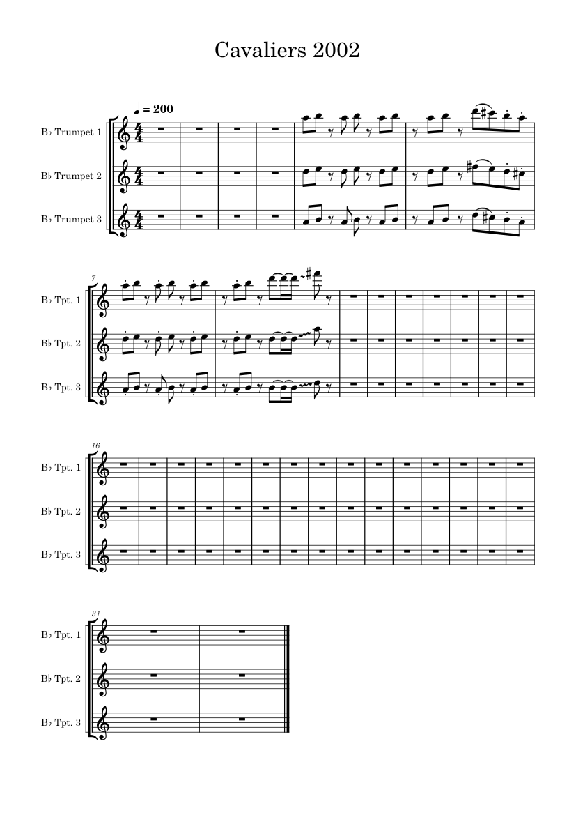 Cavaliers 2002 Trumpet Gliss Feature Sheet Music for Trumpet in b-flat ...