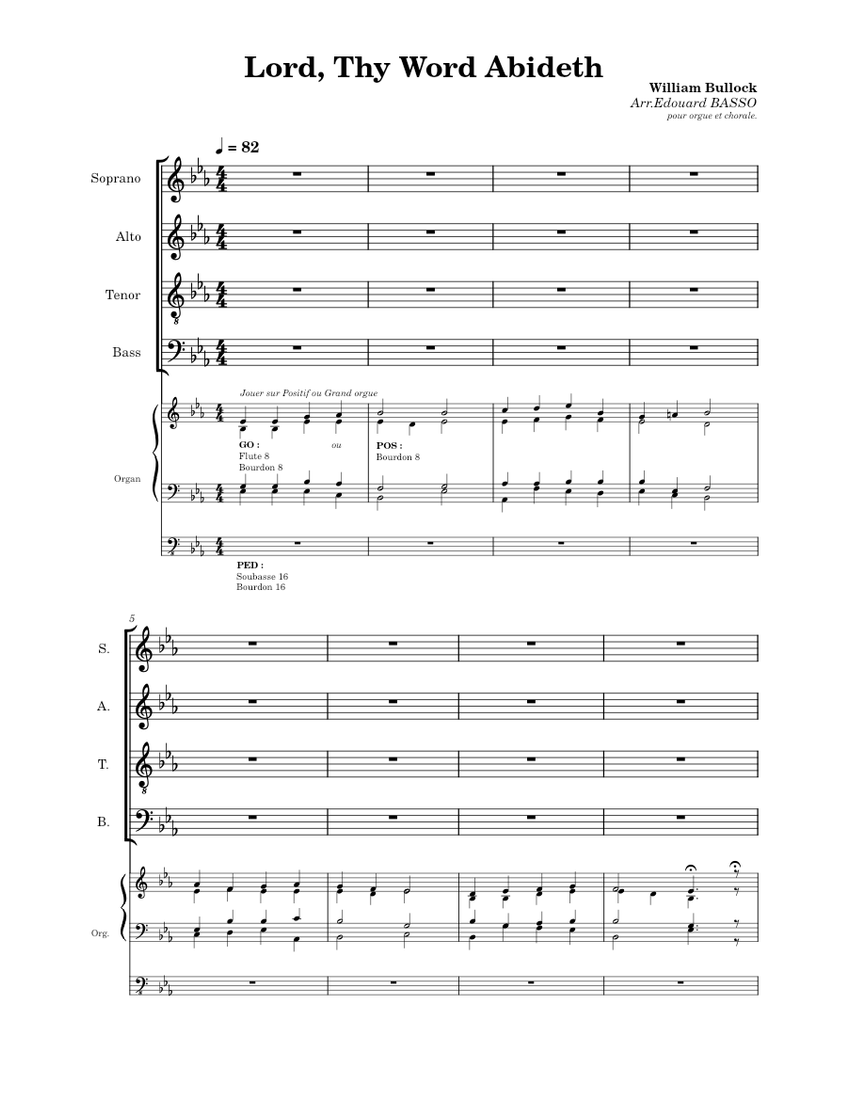 Lord, Thy Word Abideth Sheet music for Soprano, Alto, Tenor, Bass voice ...