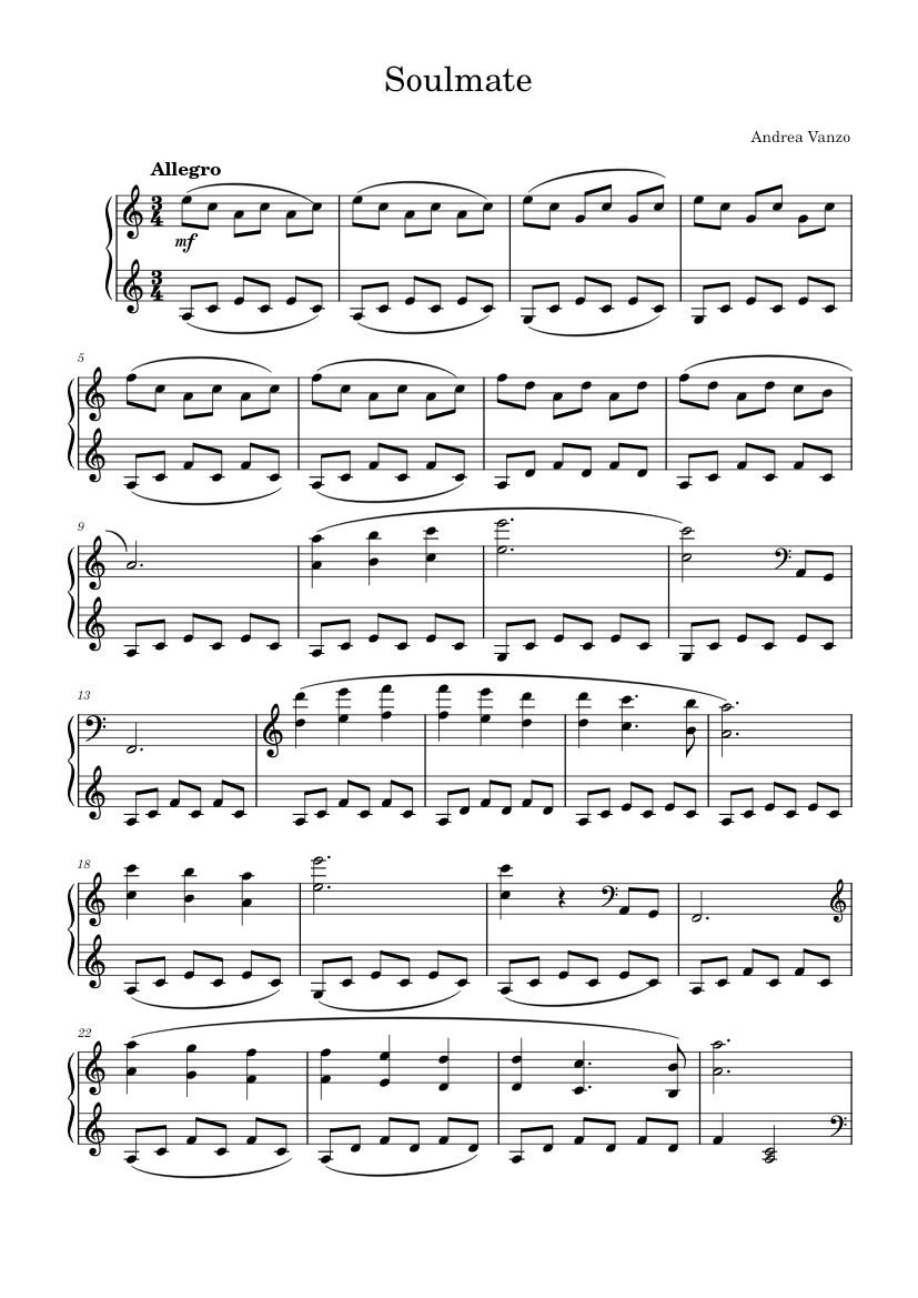 Soulmate – Andrea Vanzo Soulmate Sheet Music for Piano (Solo) Easy | MuseScore.com