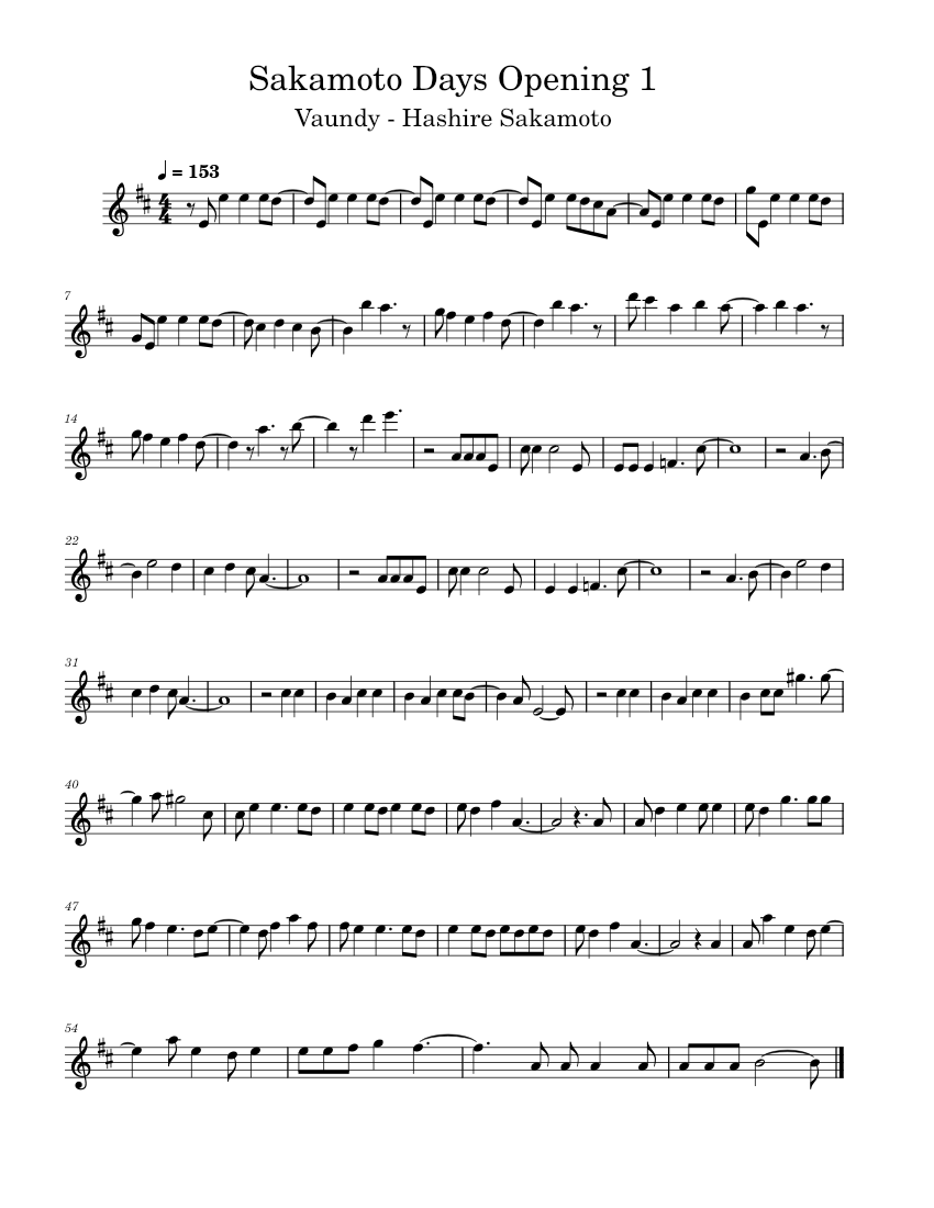 Sakamoto Days Opening 1 Sheet Music for Flute (Solo) | MuseScore.com