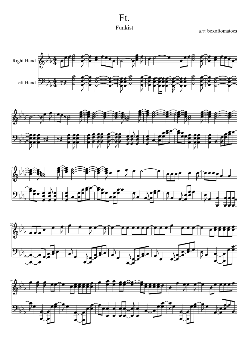 Ft. Funkist Sheet Music for Piano (Piano Duo) | MuseScore.com
