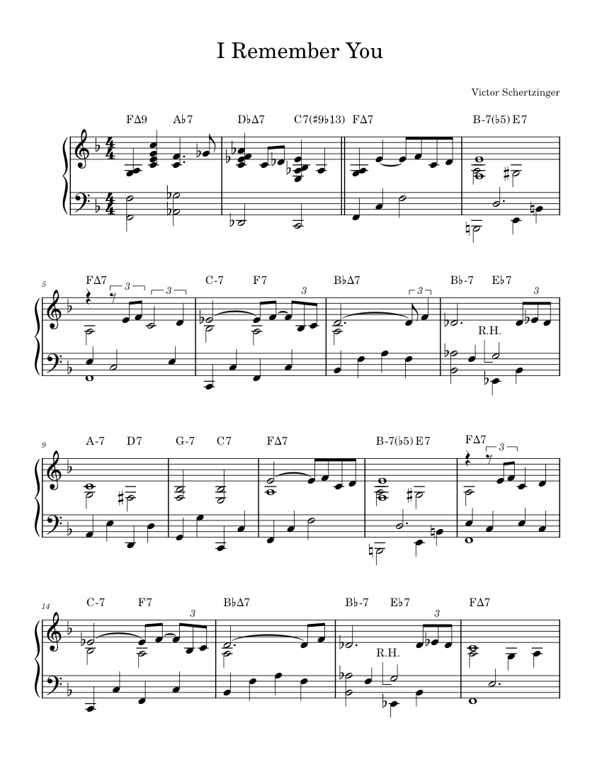 I Remember You Sheet Music with Chords for Piano (Solo) | MuseScore.com