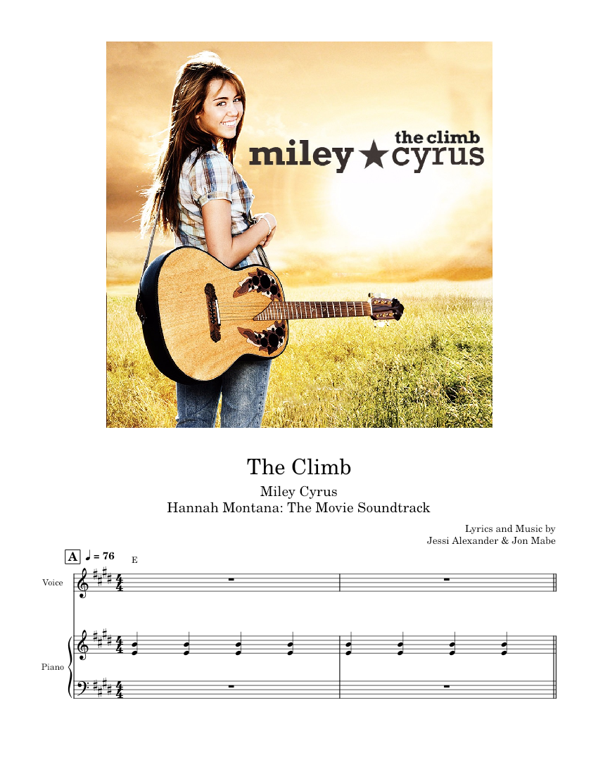The Climb - Miley Cyrus Sheet music for Piano, Voice (other) (Piano ...