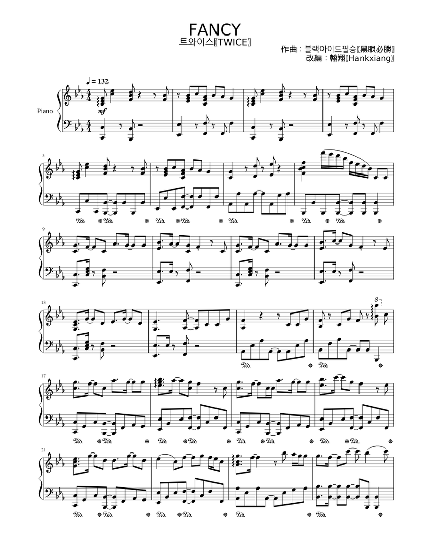 FANCY【트와이스〖TWICE〗】（鋼琴／Piano） Sheet music for Piano (Solo) | Musescore.com