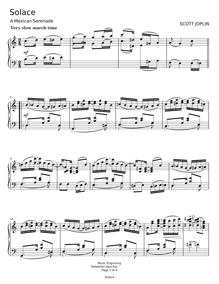 Solace - Scott Joplin Sheet music for Piano (Solo) | Musescore.com