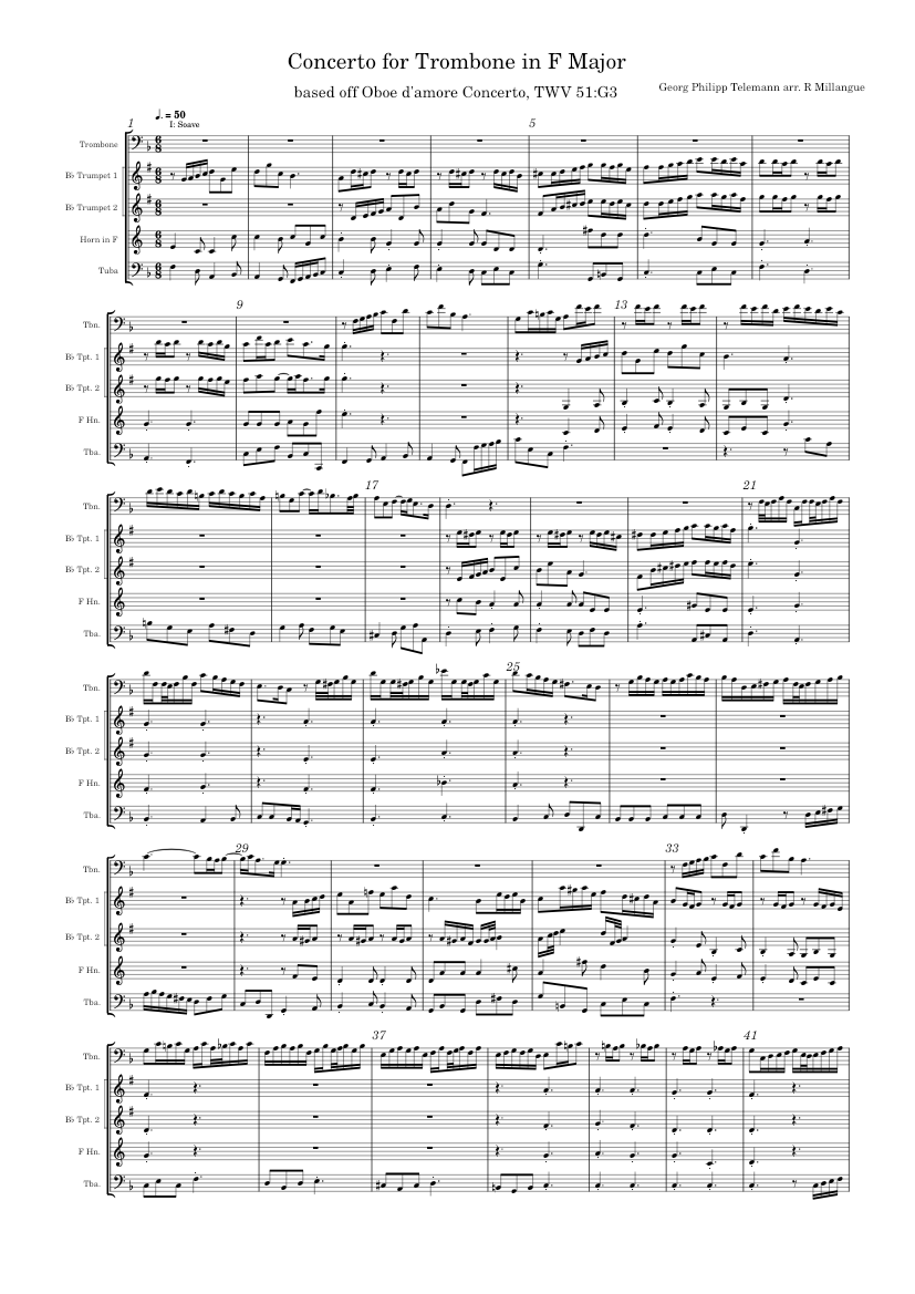 Concerto for Trombone in F Major, based off Telemann Oboe d'amore ...