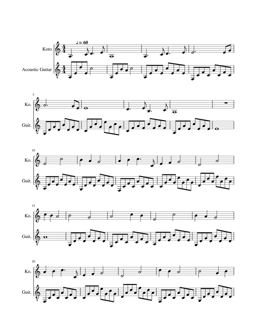 Naruto Shippuuden OST - Shirohae Sheet music for Guitar, Strings ...