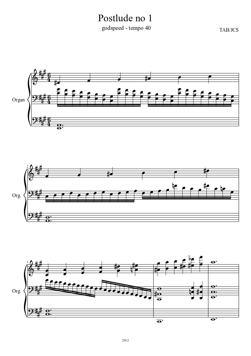 Postlude no 1 for Organ Sheet music for Organ (Solo) | Musescore.com