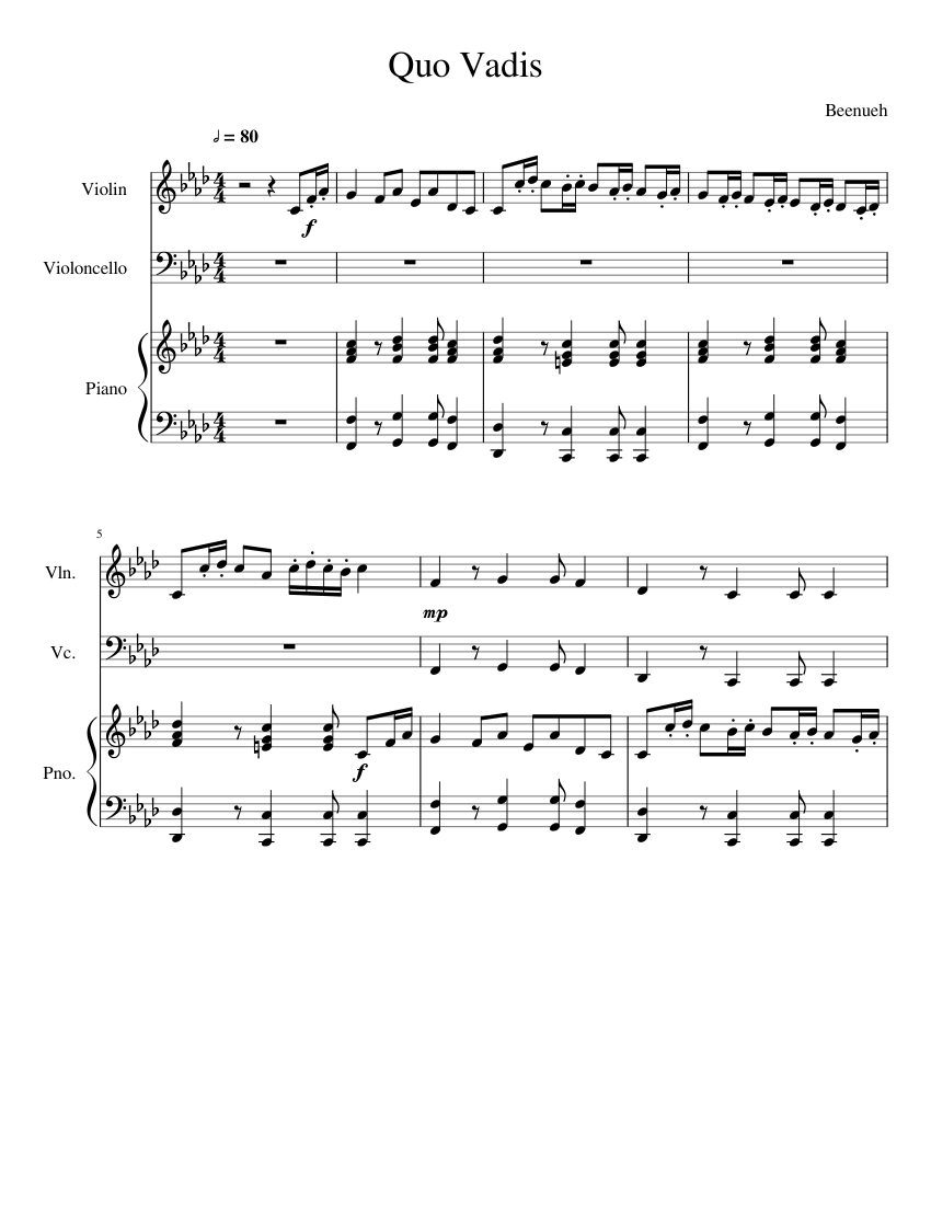 Quo Vadis Sheet music for Piano, Violin, Cello (Piano Trio) | Musescore.com
