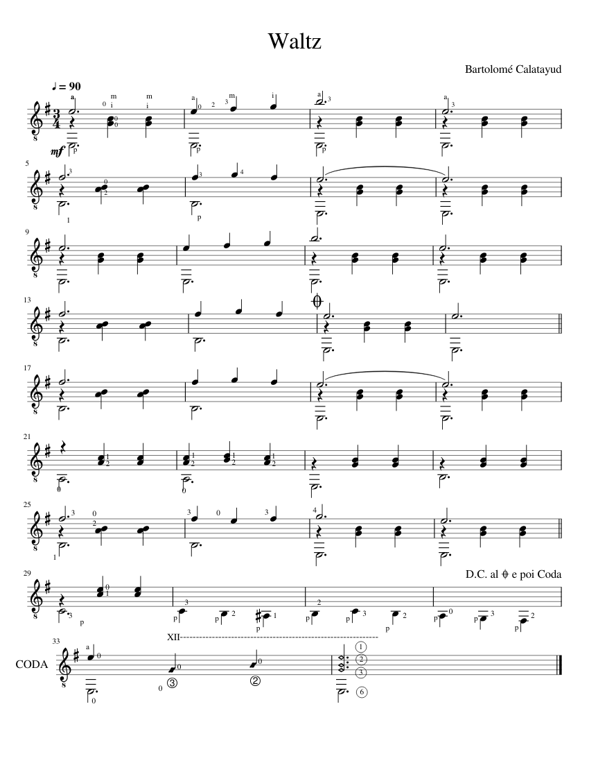 Waltz Sheet music for Guitar (Solo) | Musescore.com