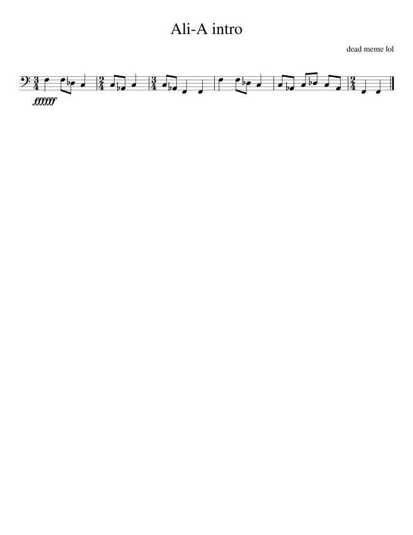 Ali A intro (bass clef) Sheet music for Piano (Solo) Easy | Musescore.com