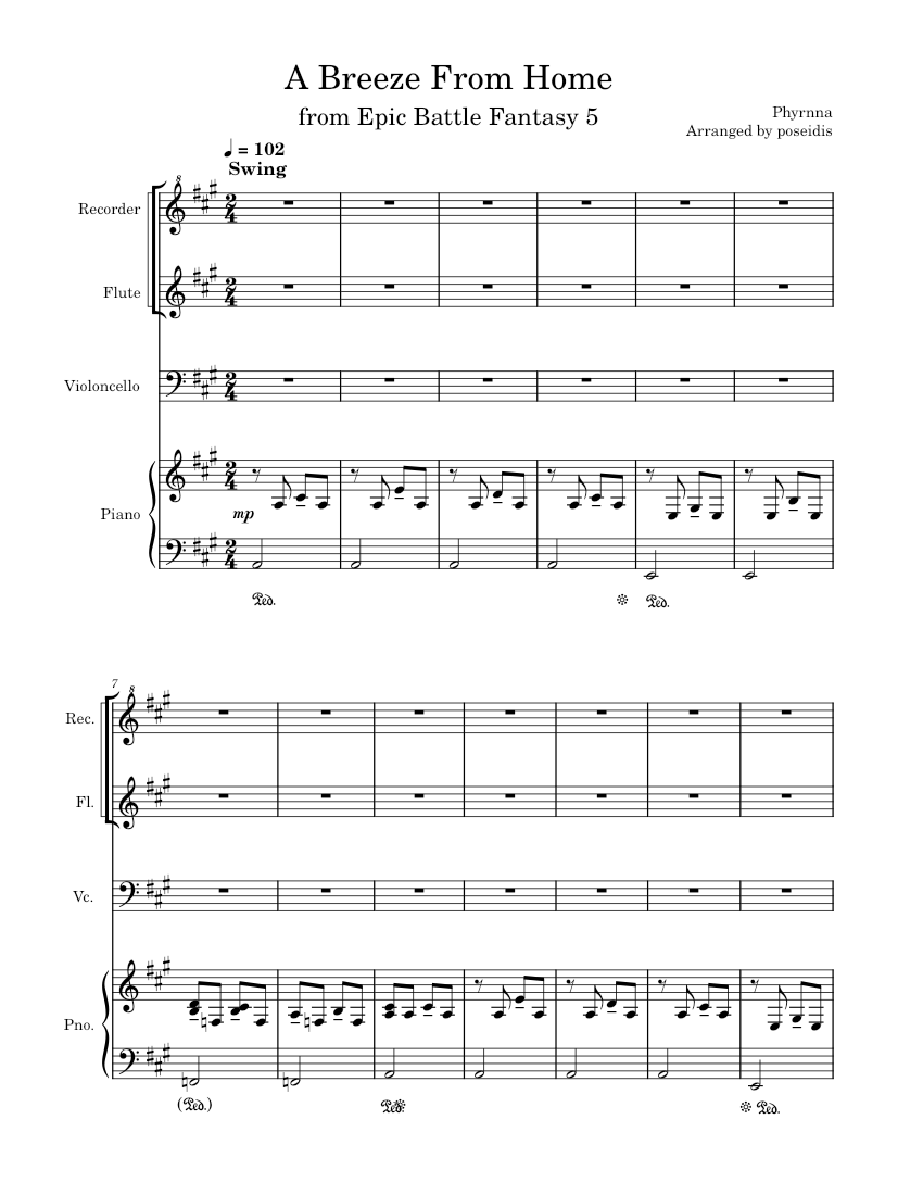 A Breeze From Home – Phyrnna (from Epic Battle Fantasy 5) Sheet Music ...