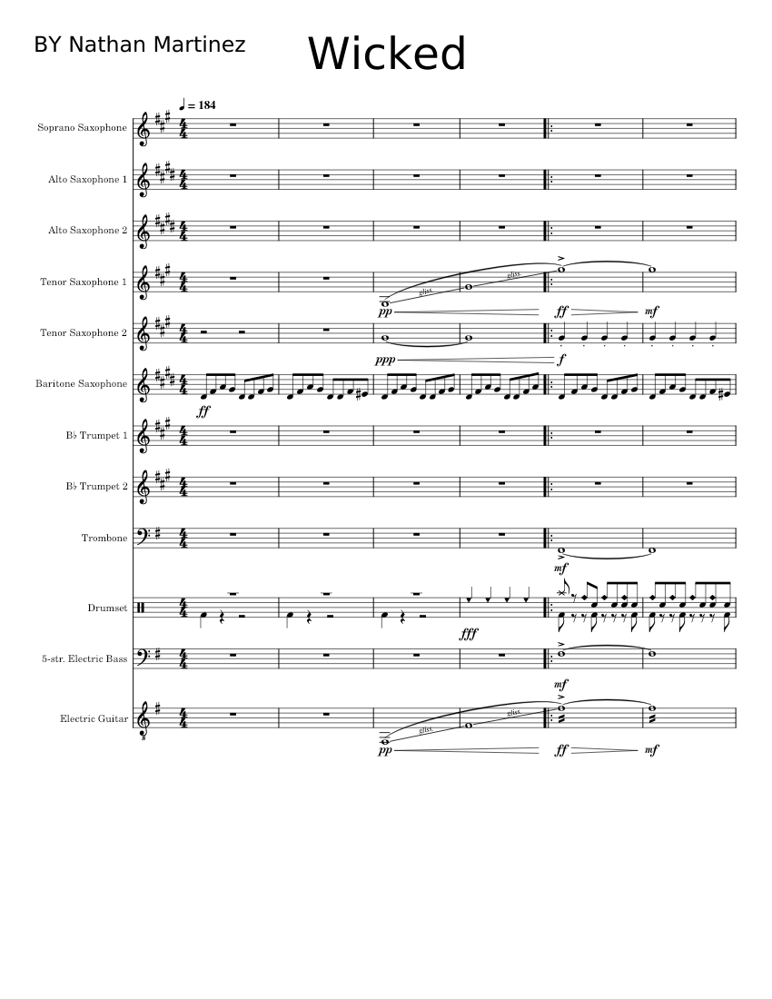 Wicked Sheet music for Trumpet (In B Flat), Trombone, Drum Group ...