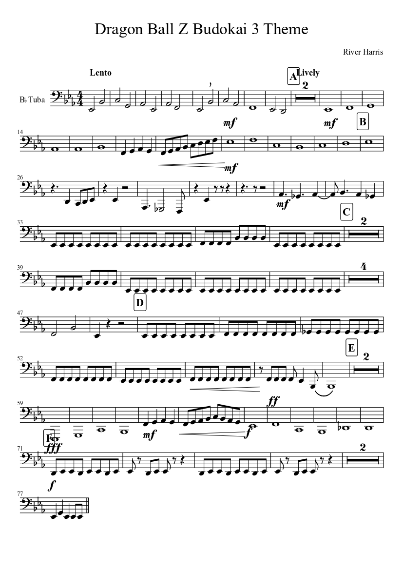 Dragon Ball Z Budokai 3 Theme Sheet music for Tuba (Solo) | Musescore.com