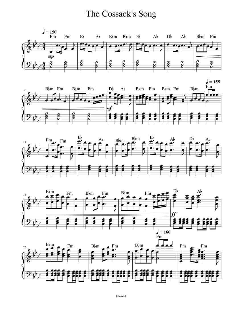 The Cossack's Song - piano tutorial