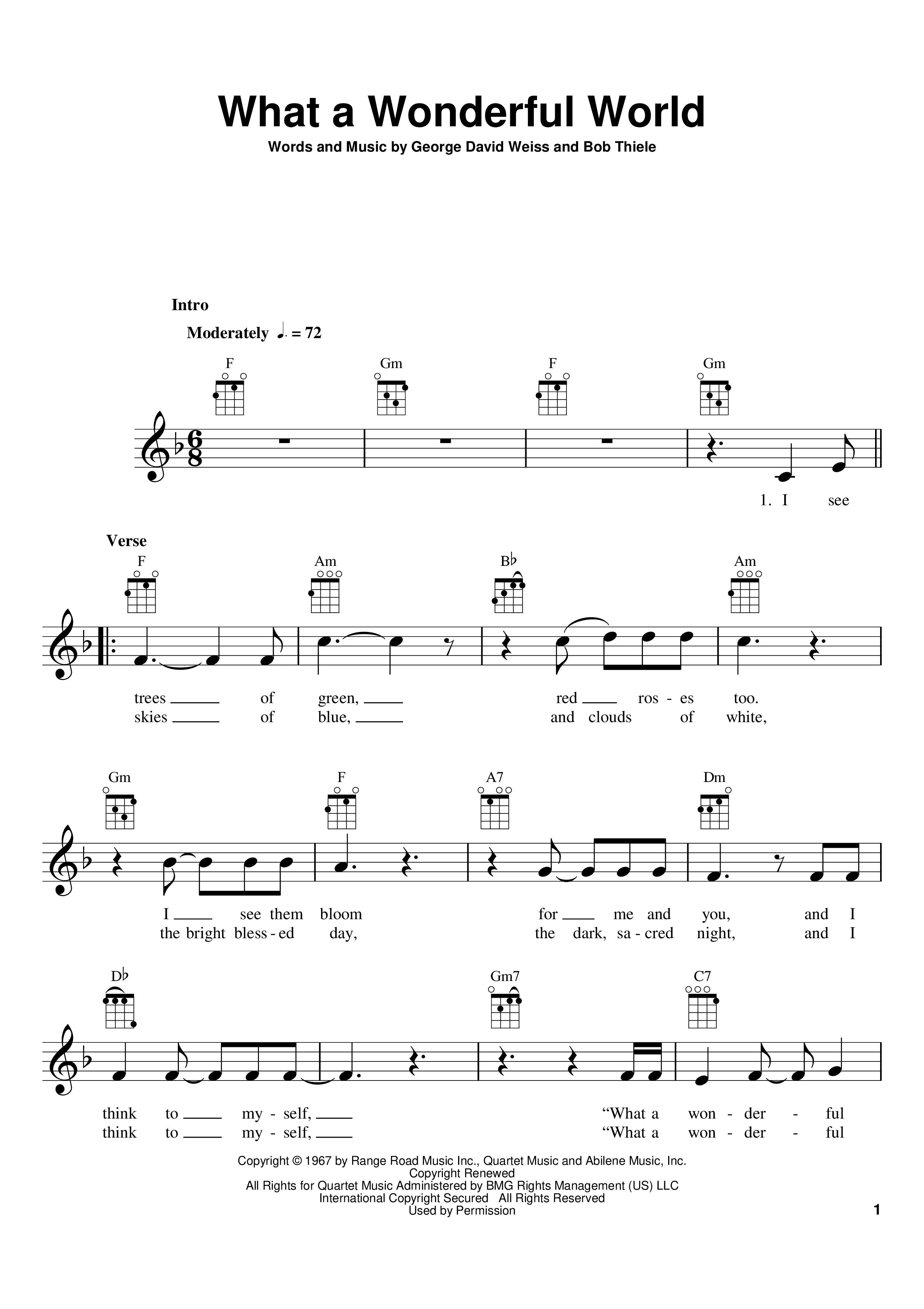 What A Wonderful World Sheet music for Ukulele by Louis Armstrong ...