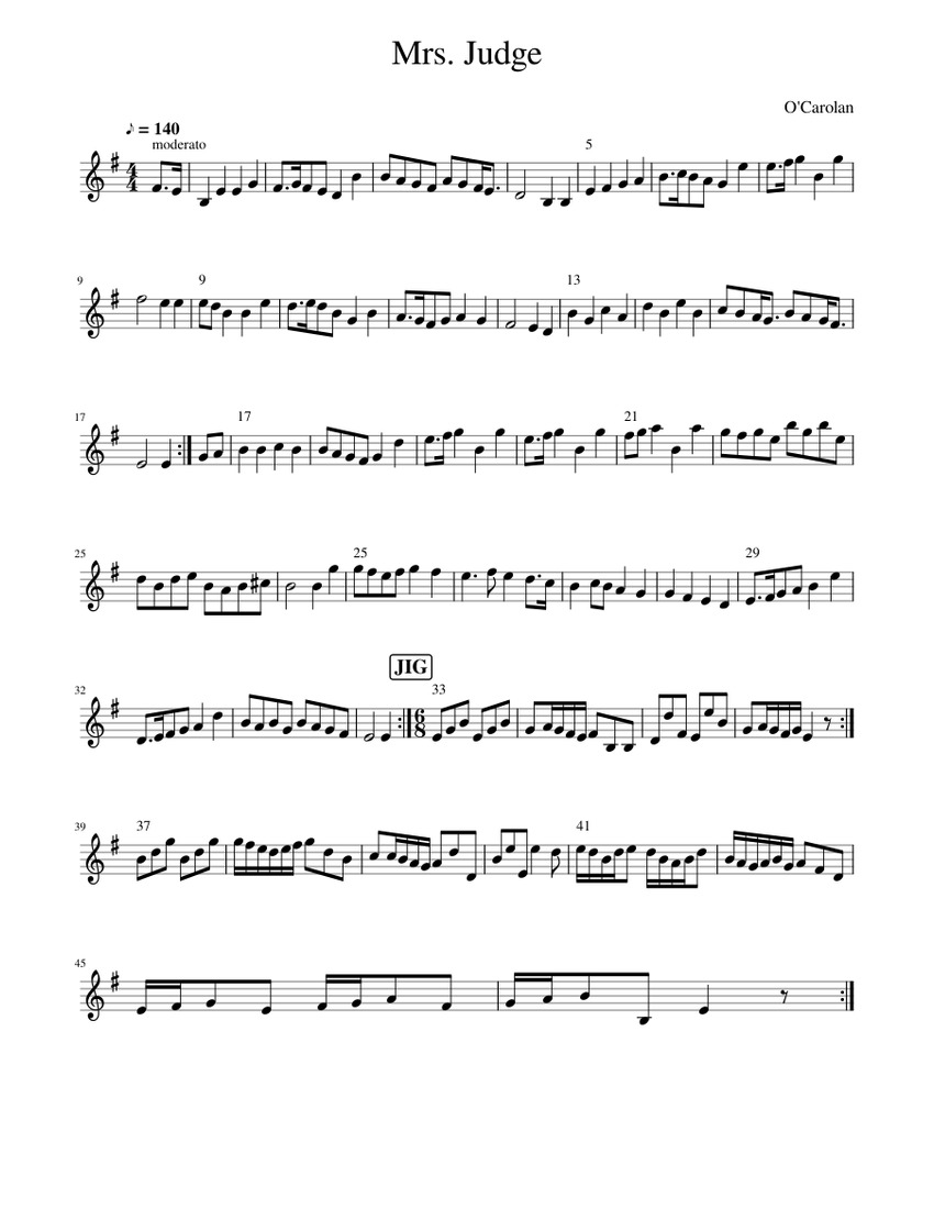 Mrs. Judge Sheet music for Piano (Solo) | Musescore.com