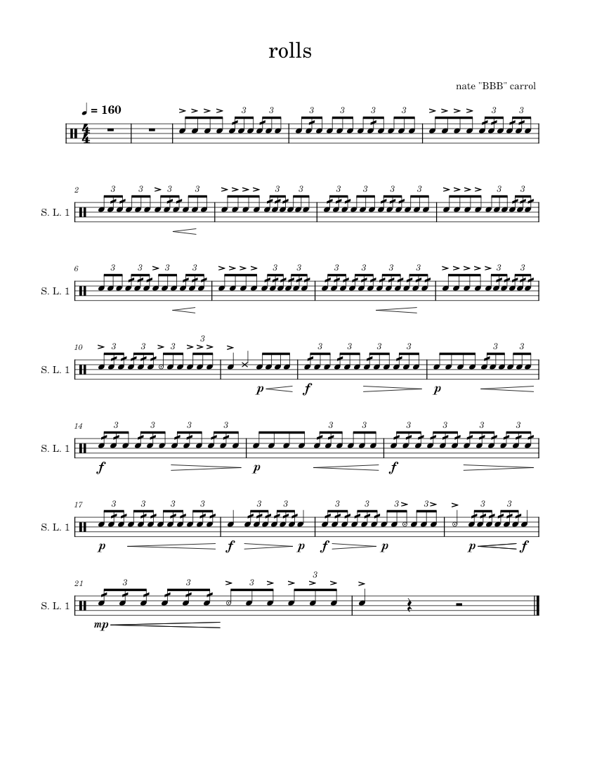 rolls Sheet music for Snare drum (Solo) | Musescore.com