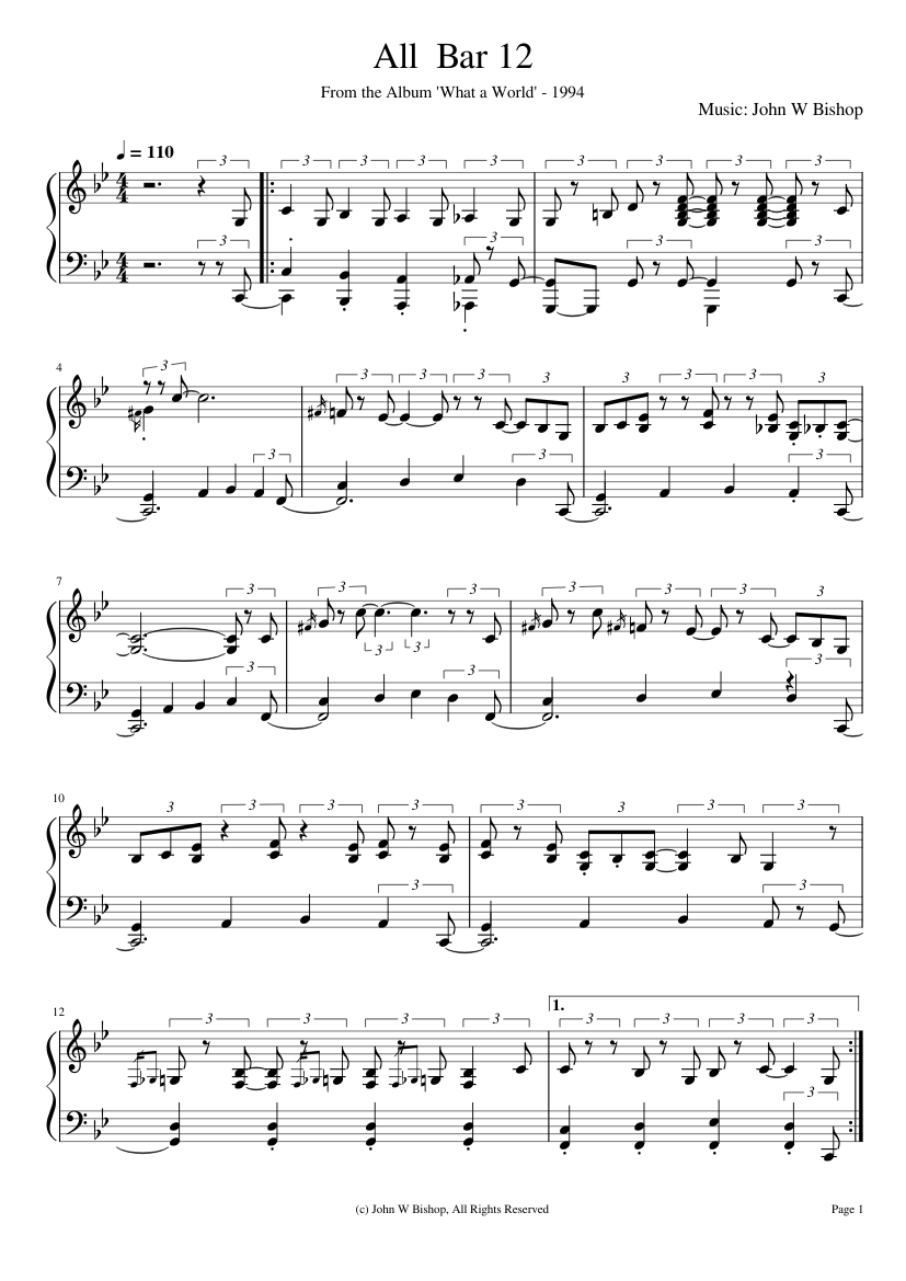 All Bar 12 Sheet music for Piano (Solo) | Musescore.com