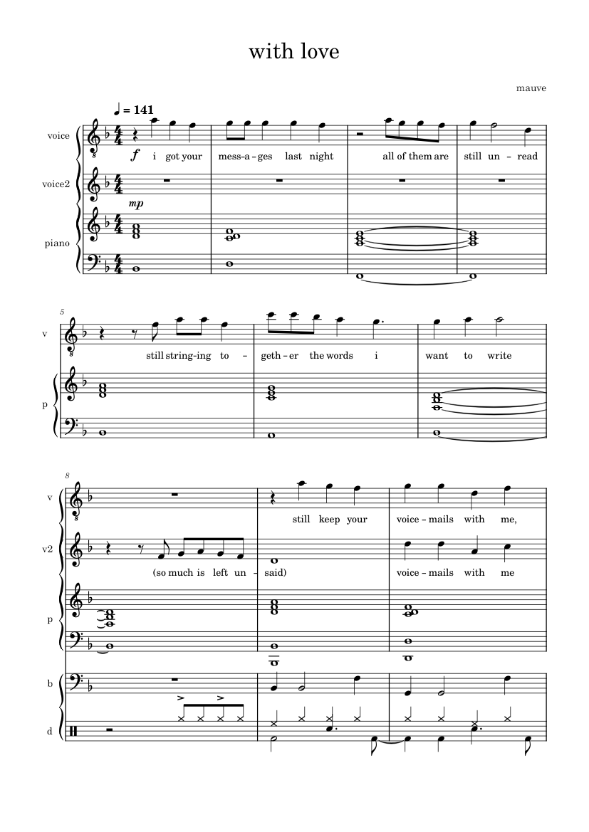 with love Sheet music for Piano, Drum group (Mixed Quintet) | Musescore.com