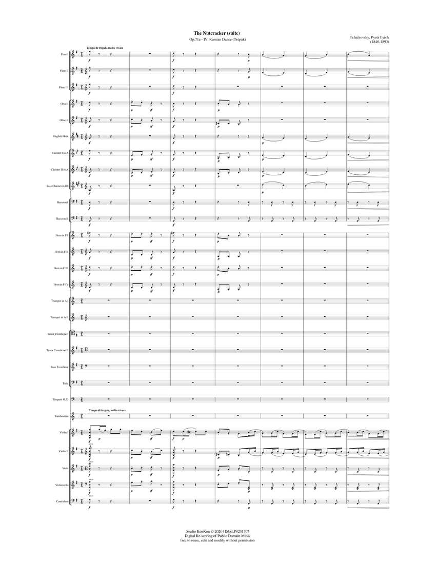 The Nutcracker (suite) , Op.71a - 4. Russian Dance (Trepak) Sheet music for Tuba, Trombone tenor ...