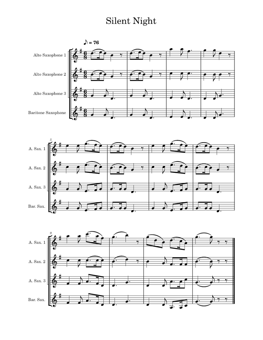 Silent night – Misc Christmas Sheet music for Saxophone alto, Saxophone ...