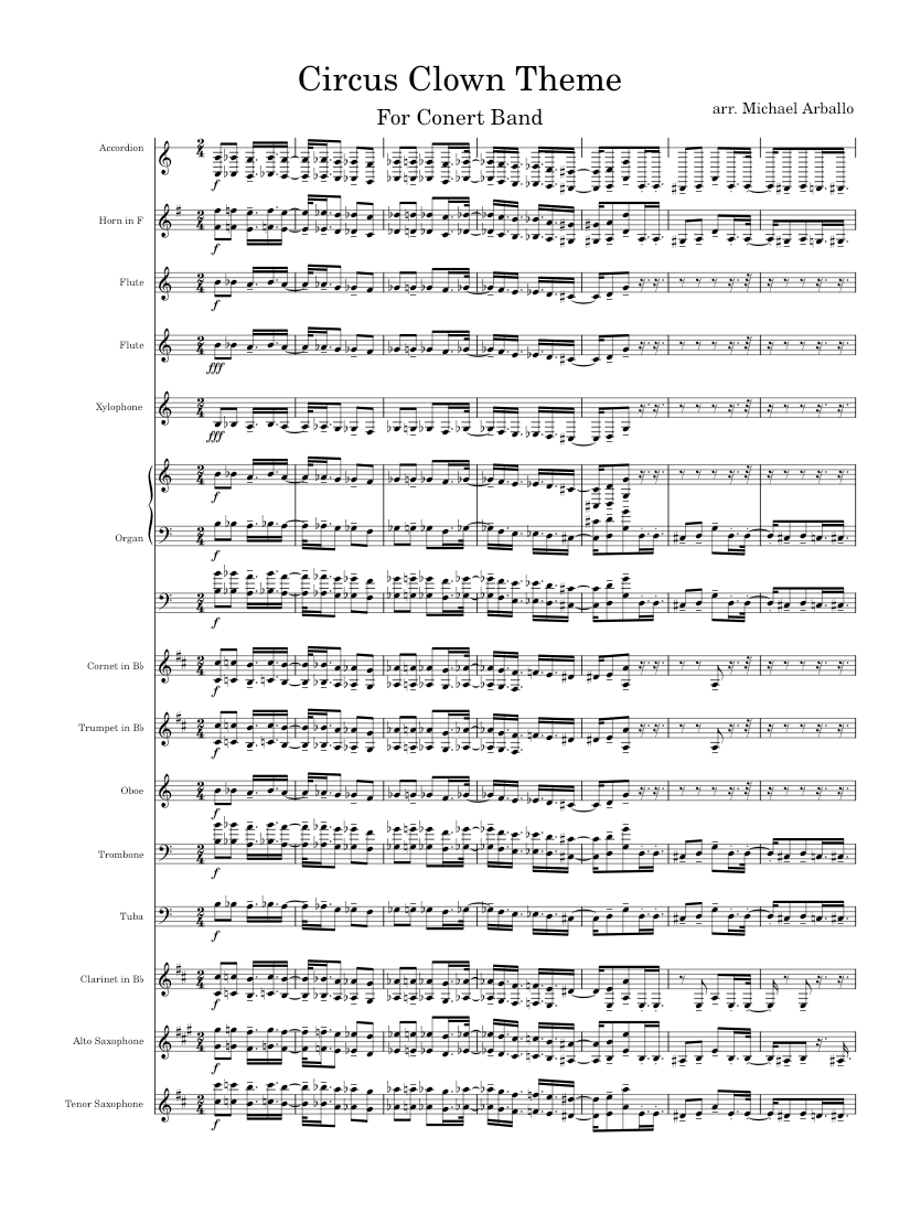 Circus Clown Theme (For Conert Band) Sheet music for Trombone ...