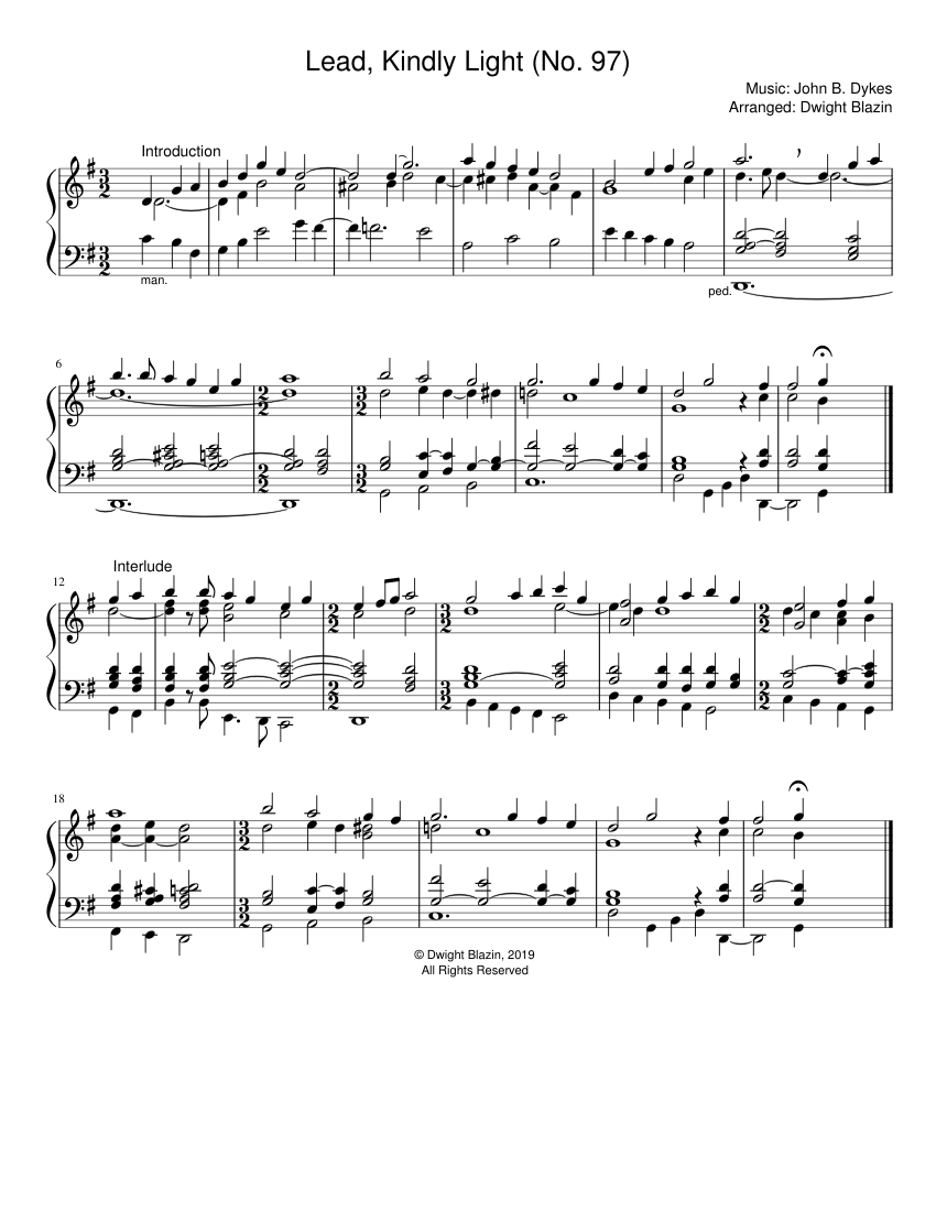 Lead, Kindly Light (No 97) Sheet music for Organ (Solo) | Musescore.com