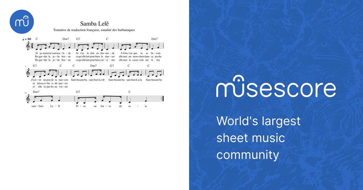 Samba Lele - trad paroles en français Sheet music for Synthesizer (Solo ...