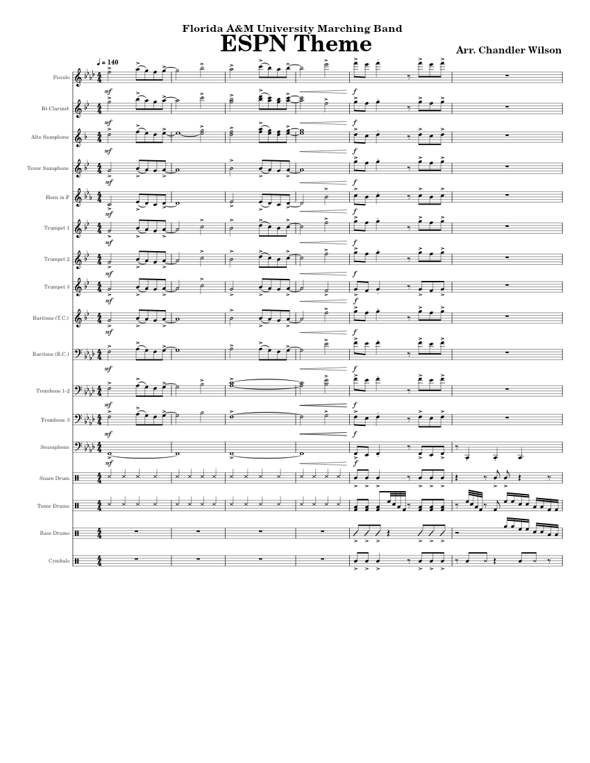 ESPN Theme (FAMU) Sheet music for Trombone, Euphonium, Flute piccolo ...