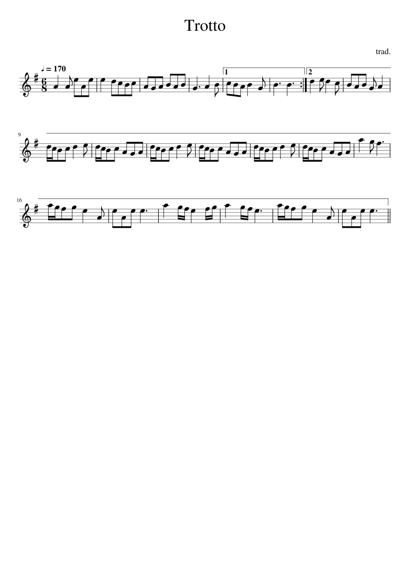 Traditional music - Trotto Sheet music for Piano (Solo) Easy ...