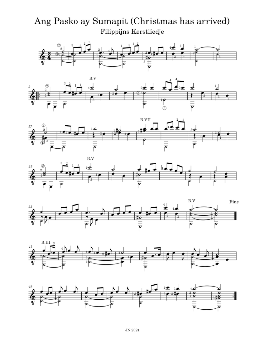 Ang Pasko ay Sumapit Sheet music for Guitar (Solo) | Musescore.com