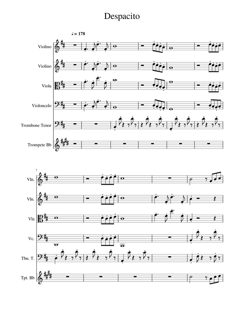 Despacito Sheet music for Trombone tenor, Trumpet in b-flat, Violin ...