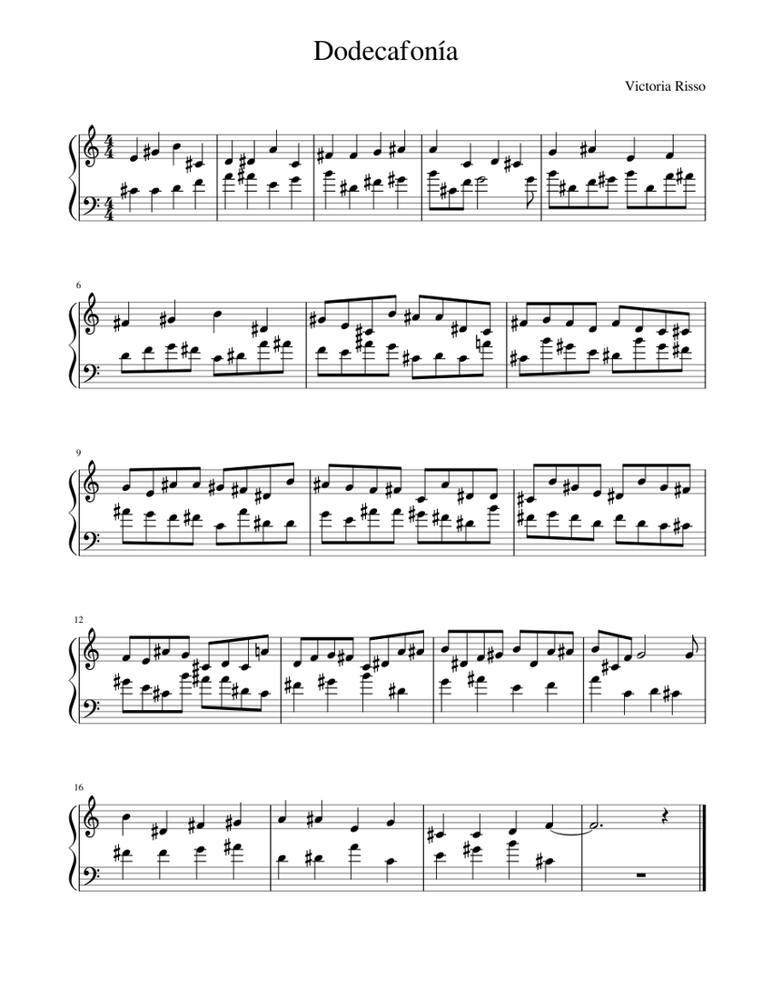 Dodecafonía Sheet music for Piano (Solo) | Musescore.com