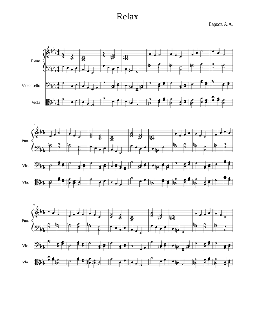 Relax Sheet music for Piano, Viola (Solo) | Musescore.com