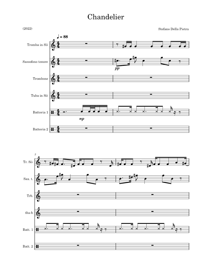 Chandelier Sheet music for Trombone, Tuba, Saxophone tenor, Trumpet in ...
