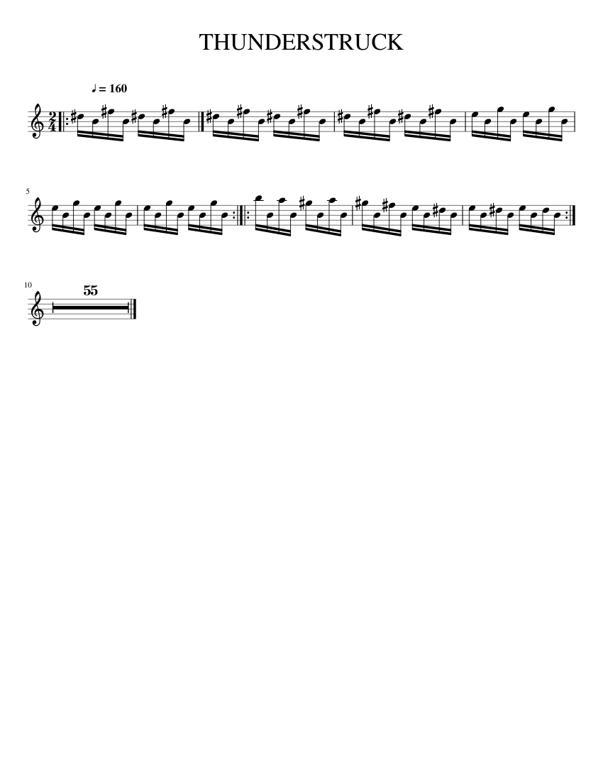 THUNDERSTRUCK INTRO- ACDC Sheet music for Violin (Solo) | Musescore.com