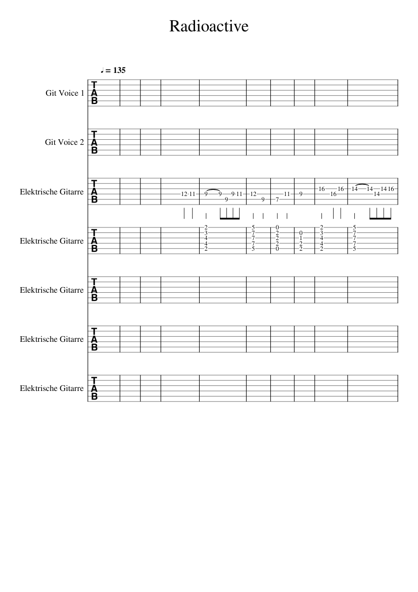 Radioactive Guitar Cover Sheet music for Guitar (Mixed Ensemble ...