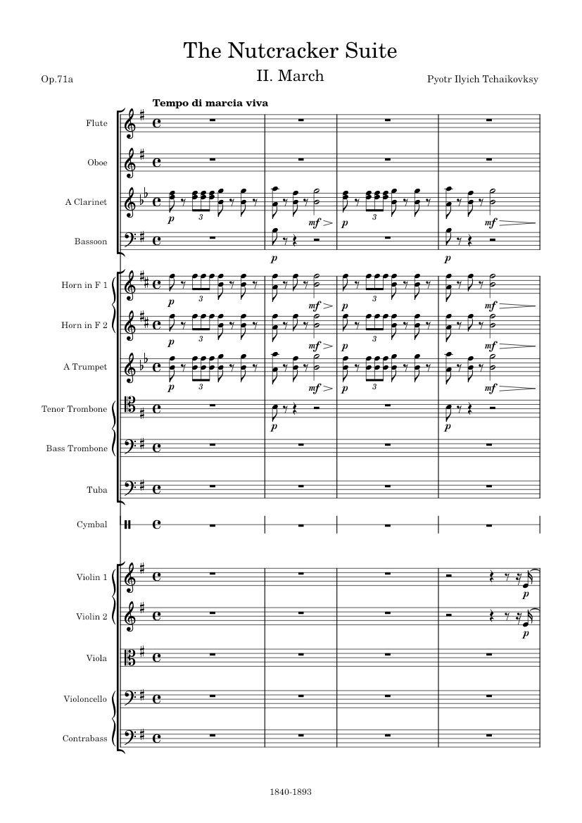 The Nutcracker Suite, Op.71a, II. March – Pyotr Ilyich Tchaikovsky Sheet music for Tuba ...