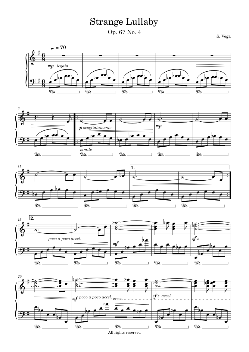 Op.67 Strange Lullaby No. 4 Sheet music for Piano (Solo) Easy ...