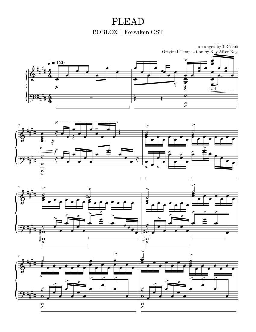PLEAD | ROBLOX Forsaken OST – Key after Key Sheet Music for Piano (Solo) | MuseScore.com