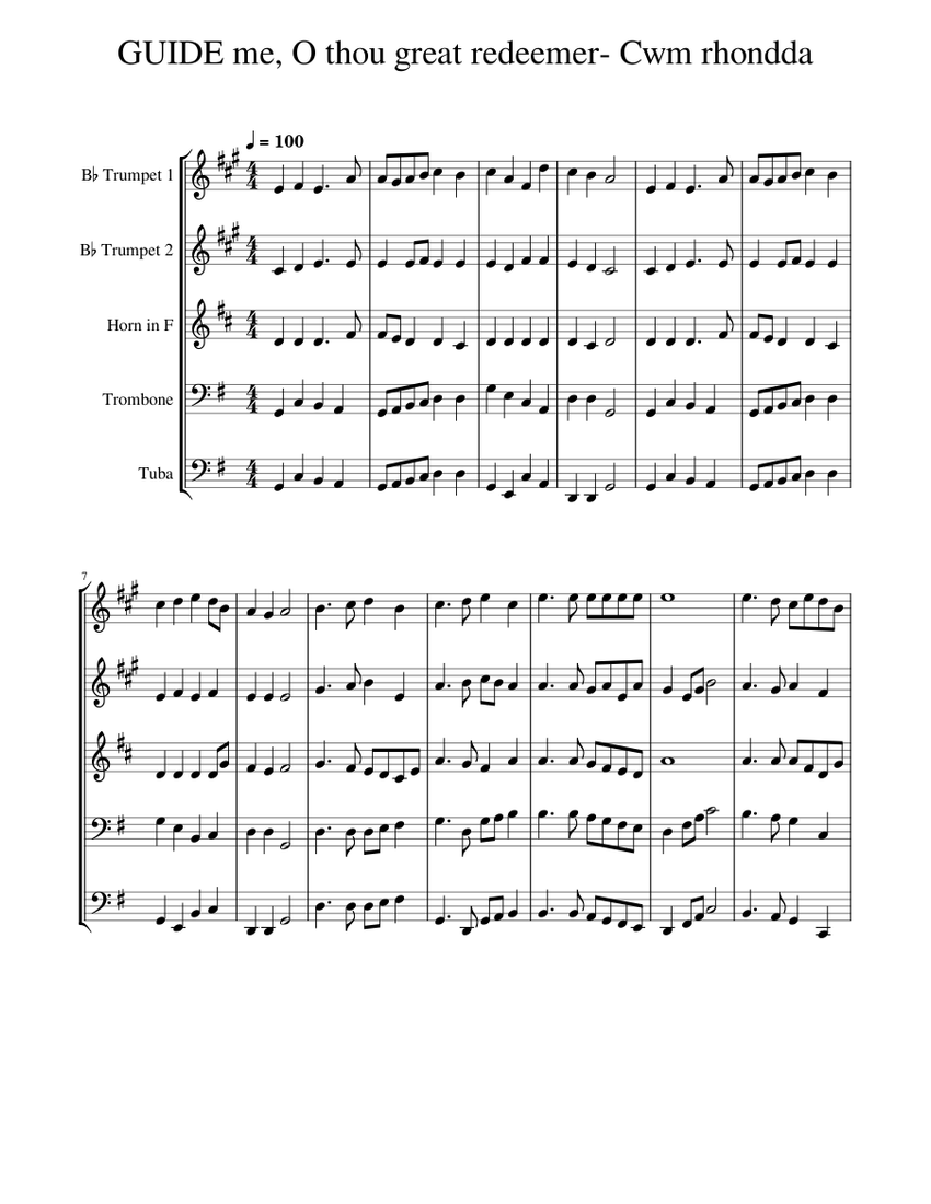 guide me o thou great redeemer brass Sheet music for Trombone, Tuba ...